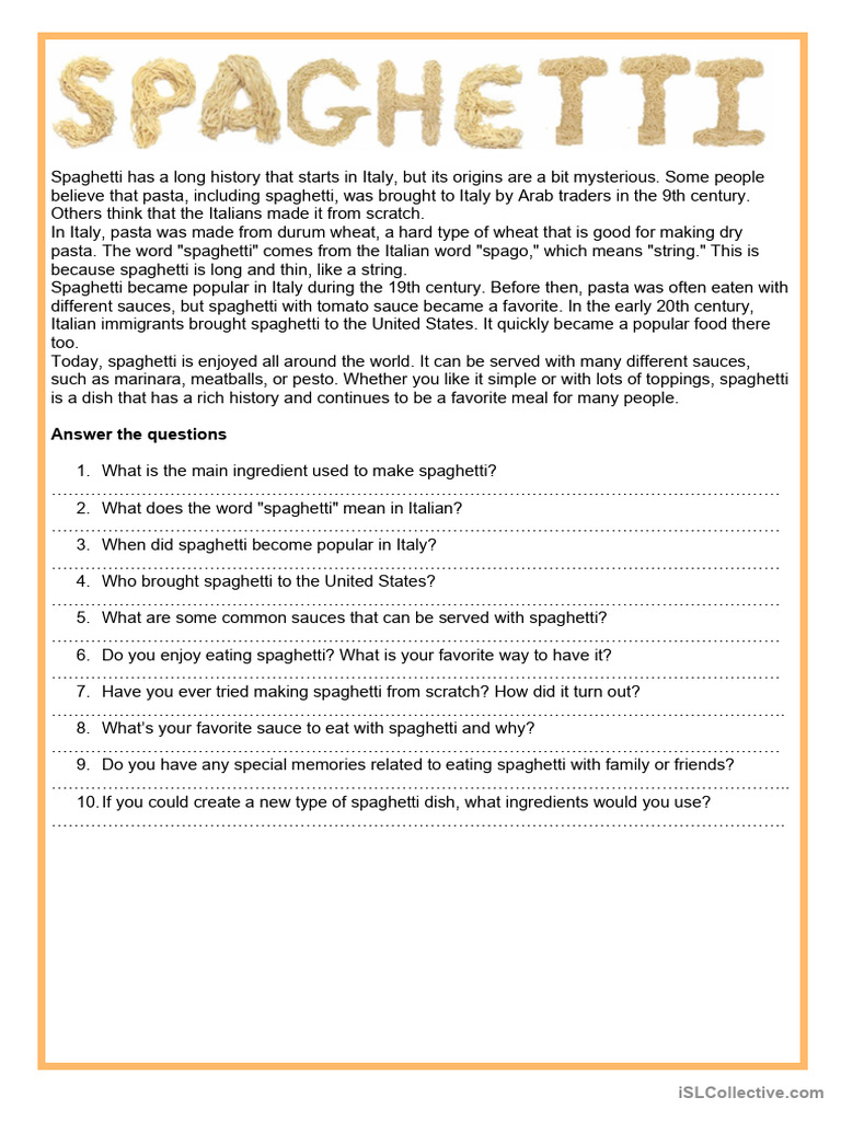 Easy Reading - Spaghetti | PDF