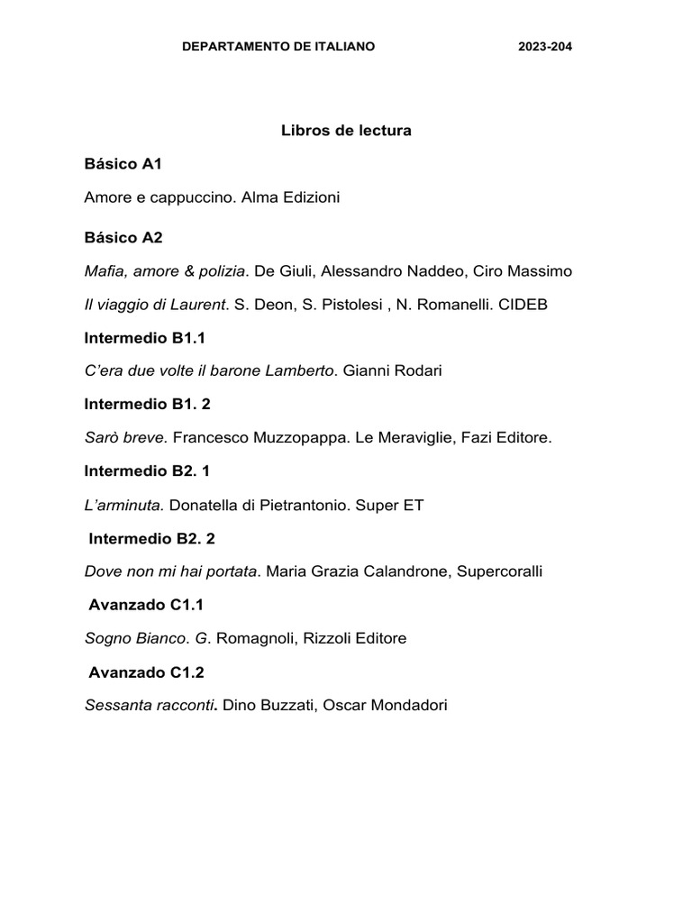 Lecturas Italiano | PDF