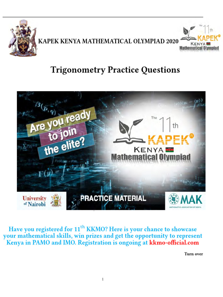 Trigonometry Practice Examination KKMO 2020 SF | PDF