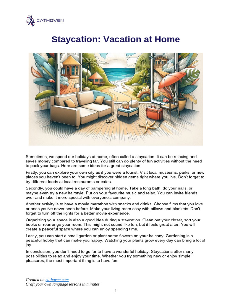 Reading Lesson Staycation Vacation at Home - 157151 | PDF