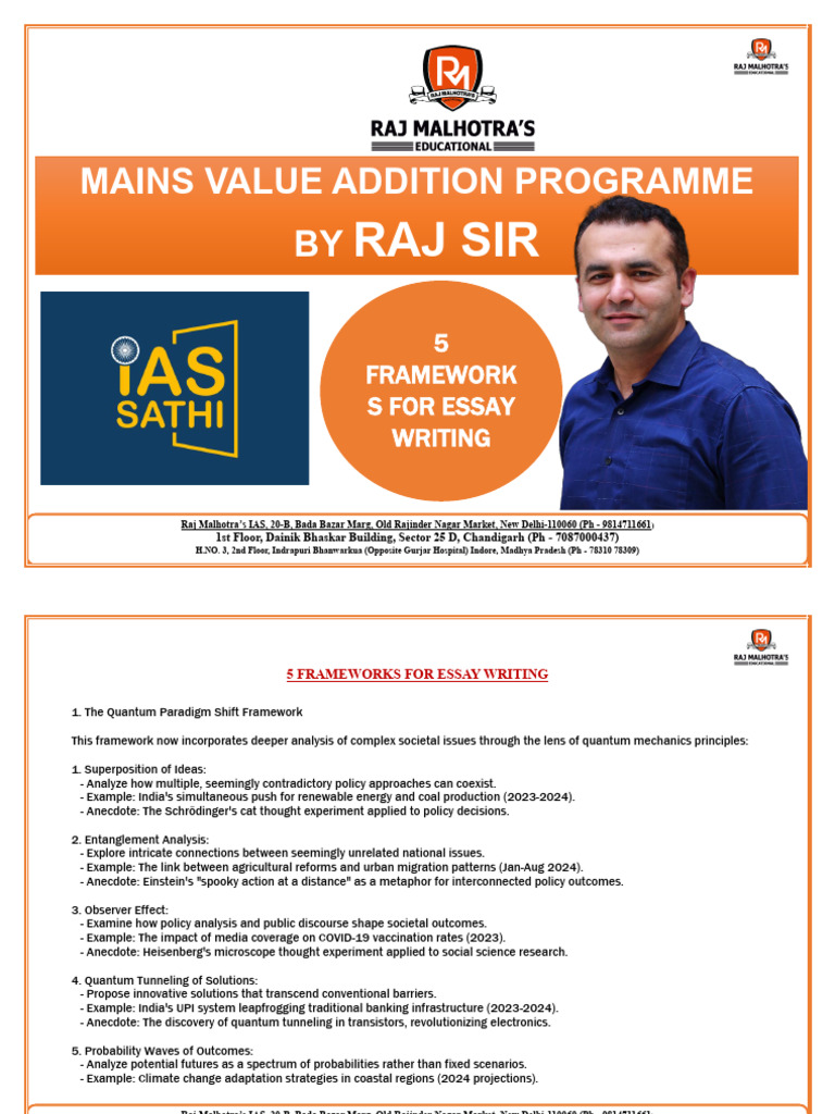 5 Frameworks For Essay Writing | PDF