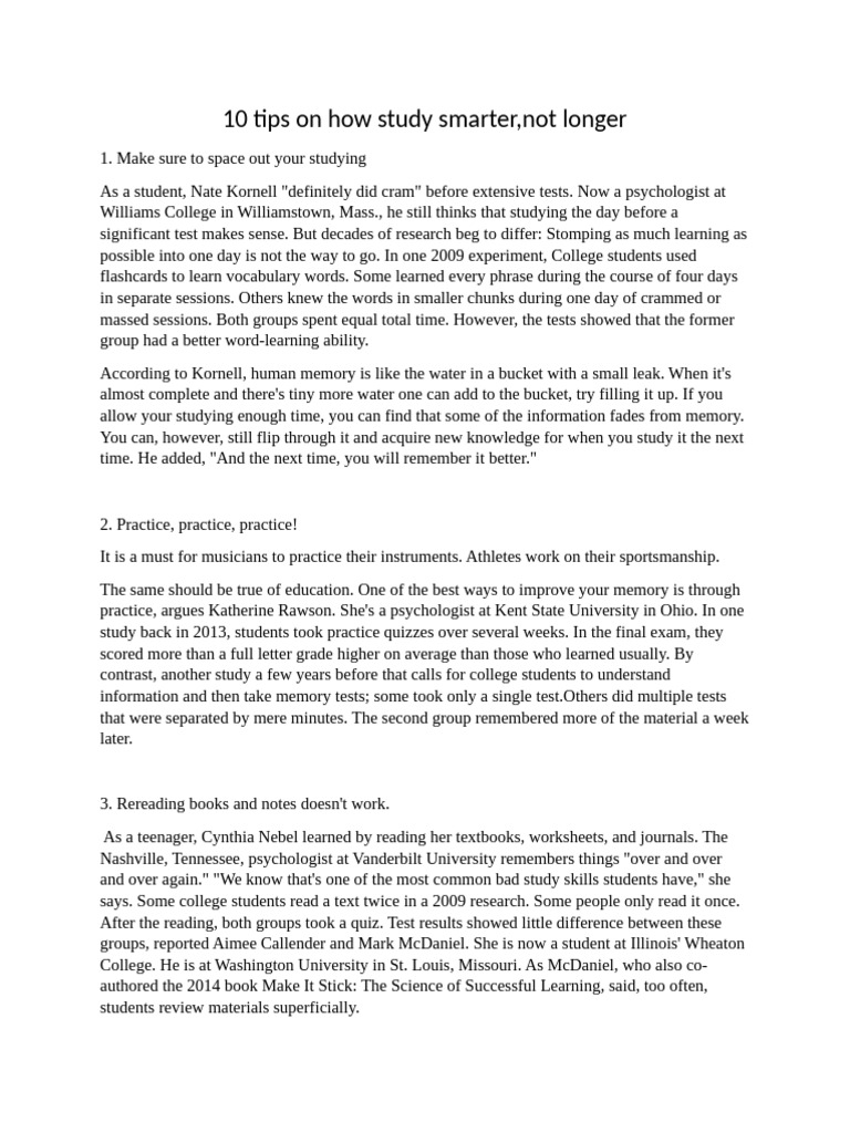 10 Tips On How Study Smarter | PDF
