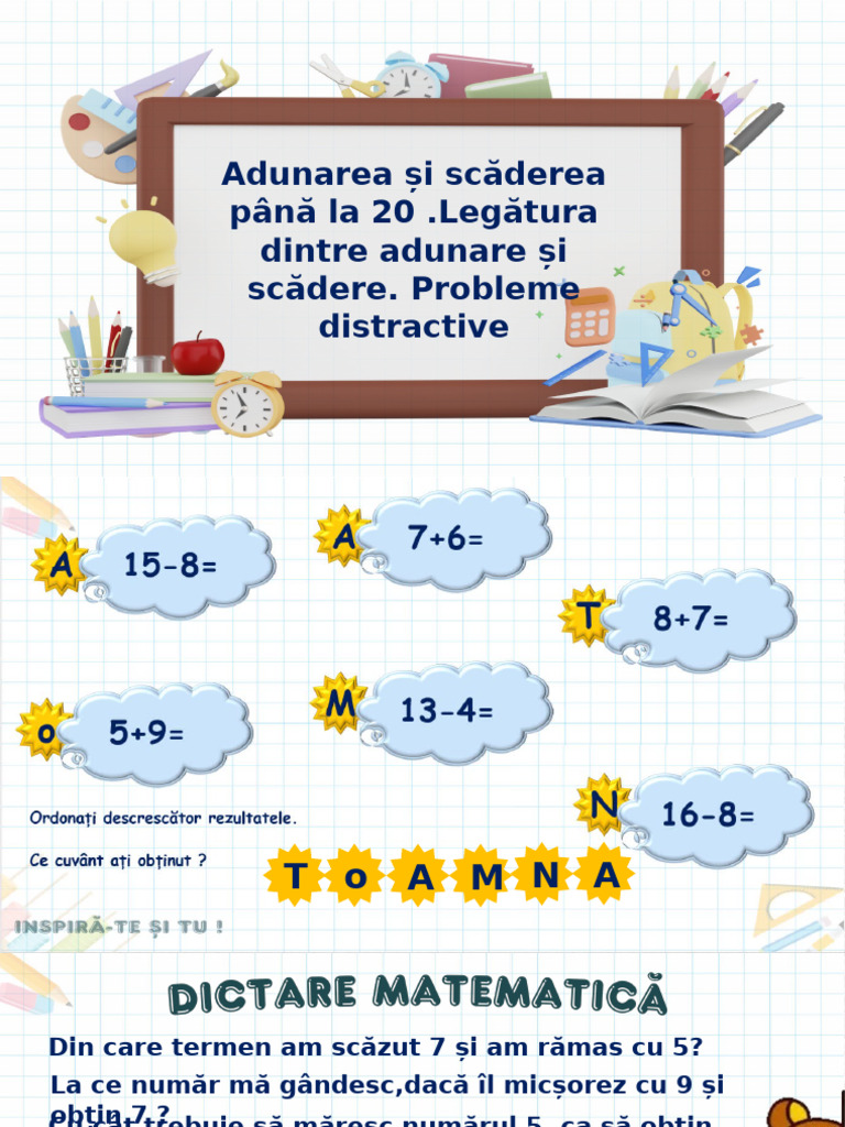 14 - Adunarea Si Scaderea Pana La 20, Legatura Dintre Adunare Si ...
