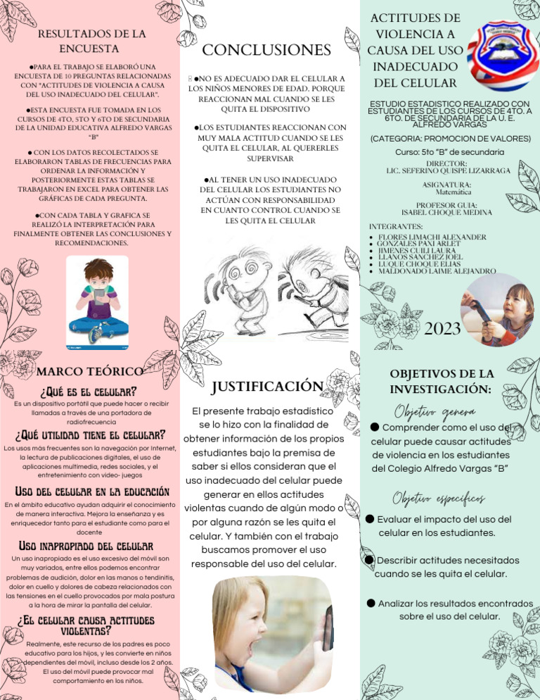 Triptico Sobre El Uso Inadecuado Del Celular | PDF