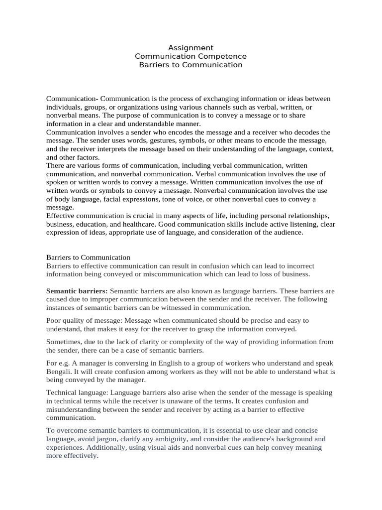 Barriers To Communication | PDF