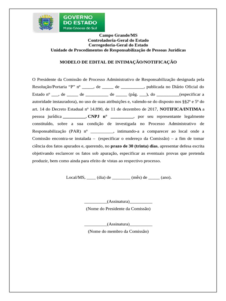 Modelo Edital NotificacaoIntimacao | PDF