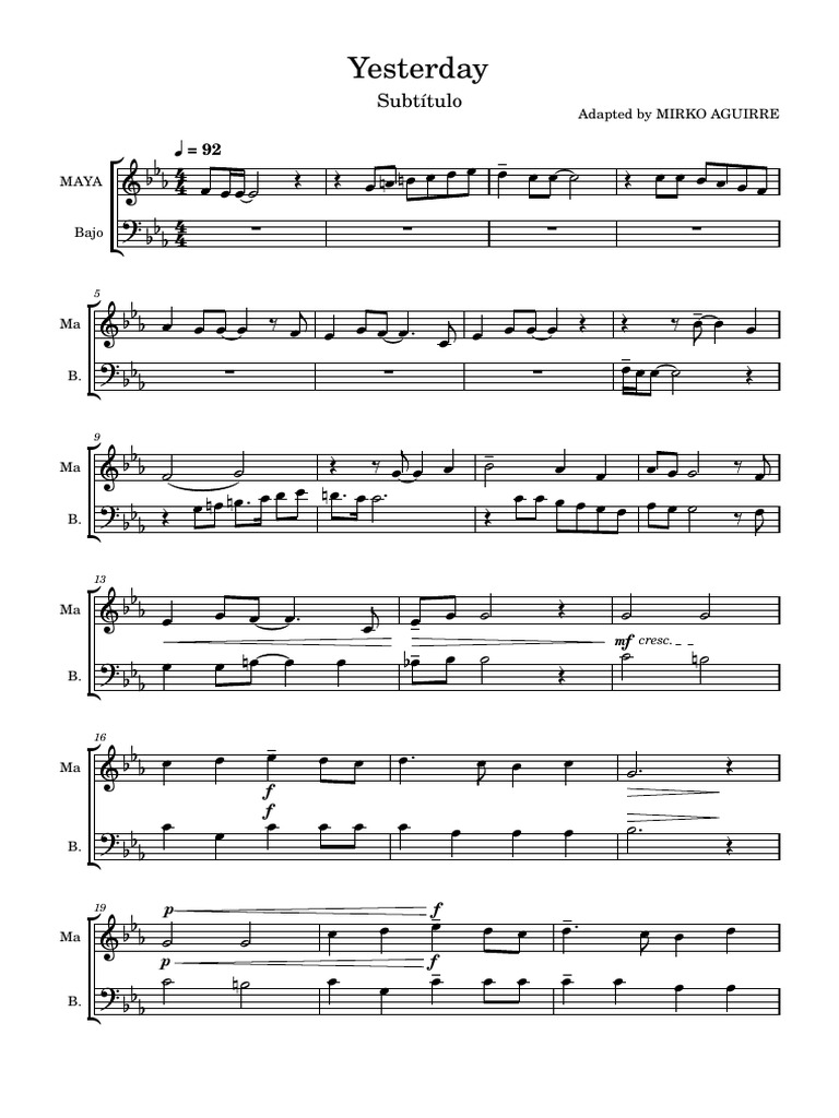 Yesterday Coro | PDF