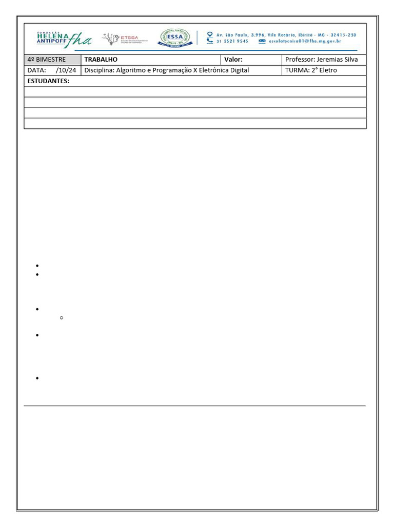 Trabalho Algoritmo | PDF