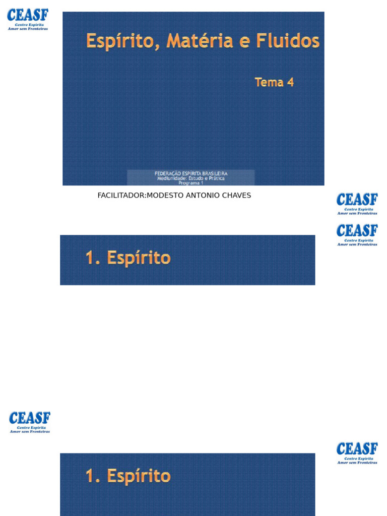 Modulo I Tema 4 Espírito Materia e Fluidos | PDF