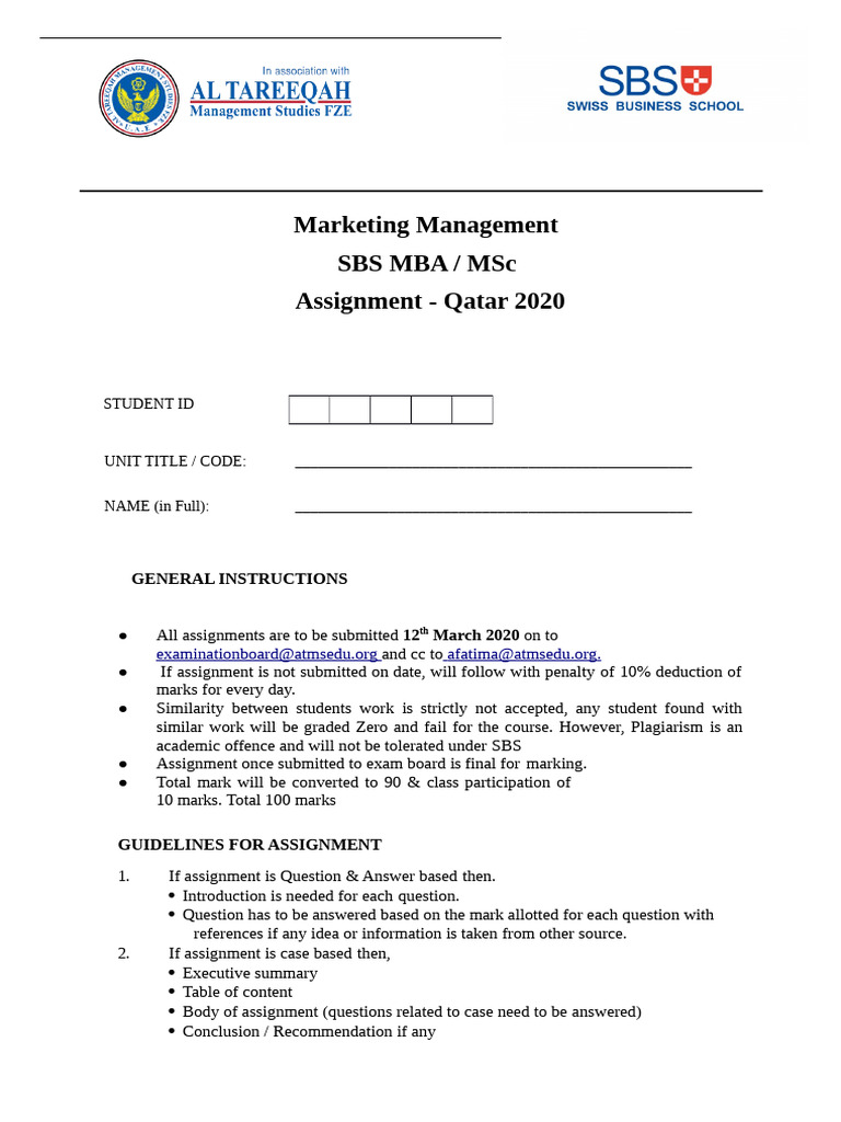 Marketing Management Assignment 2020 | PDF | Organic Foods | Plagiarism