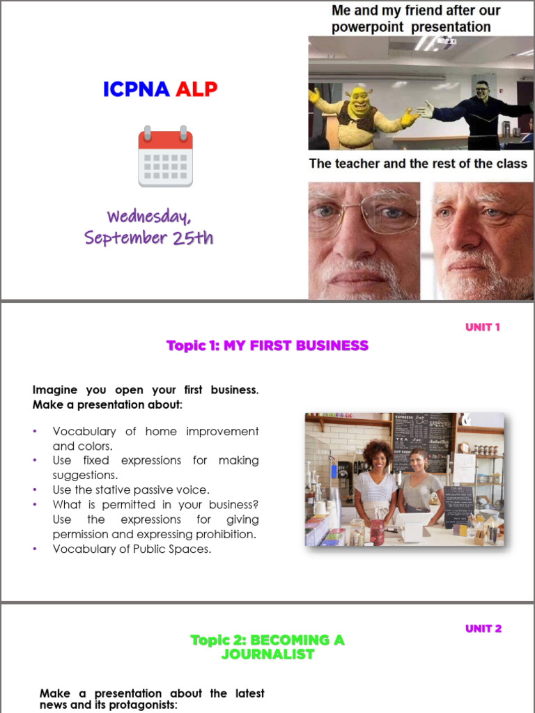 ICPNA - September - Intermediate 01-02 - ALP Subjects | PDF