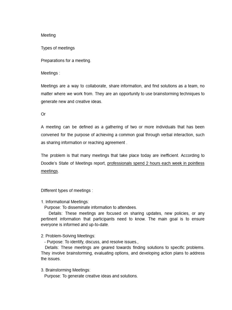 Meeting, Types | PDF