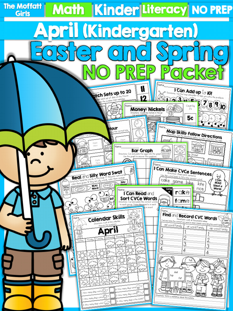 April No Prep Packet Kindergarten | PDF