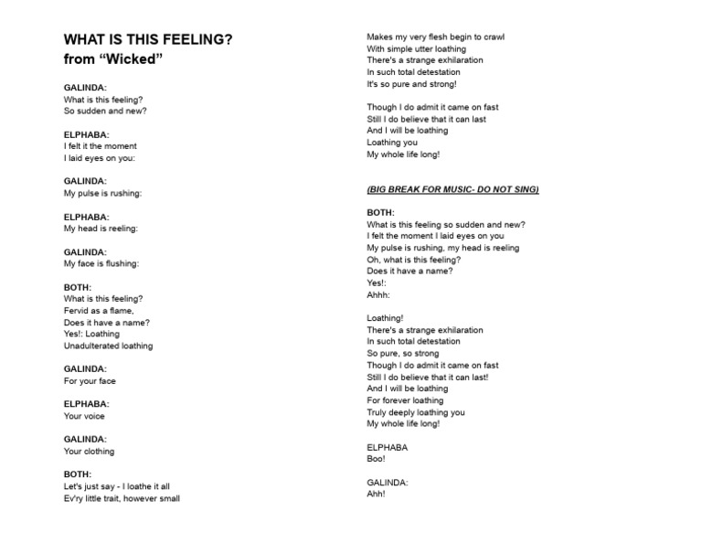 What Is This Feeling Lyrics | PDF