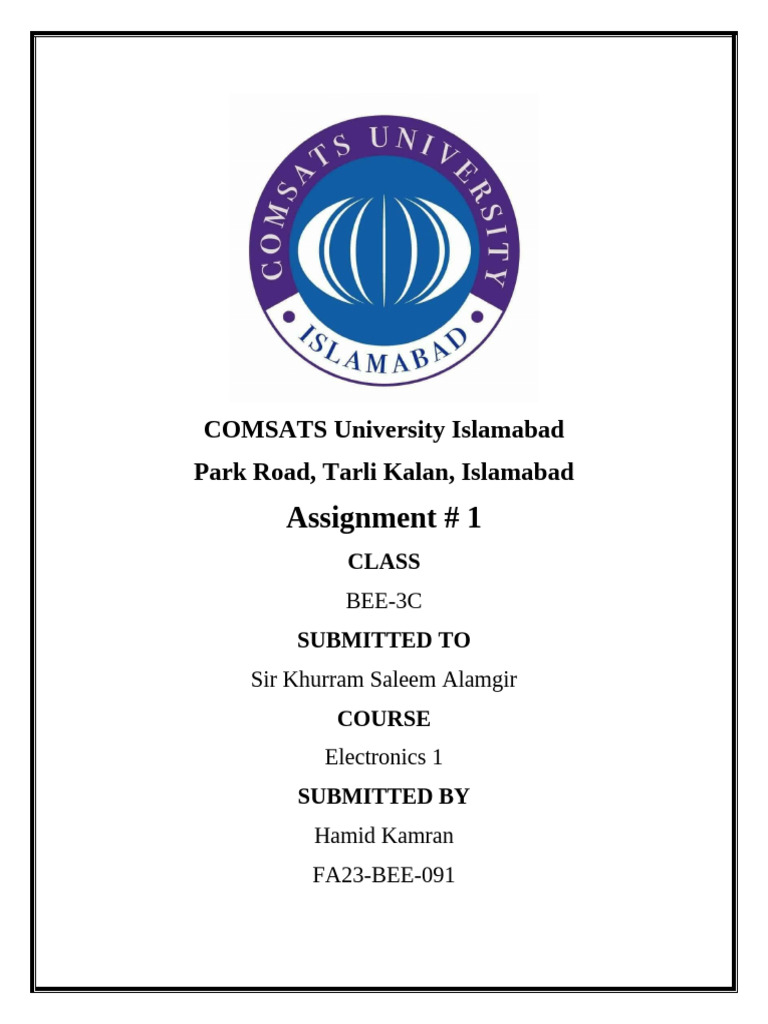 Electronics Assignment 1 | PDF