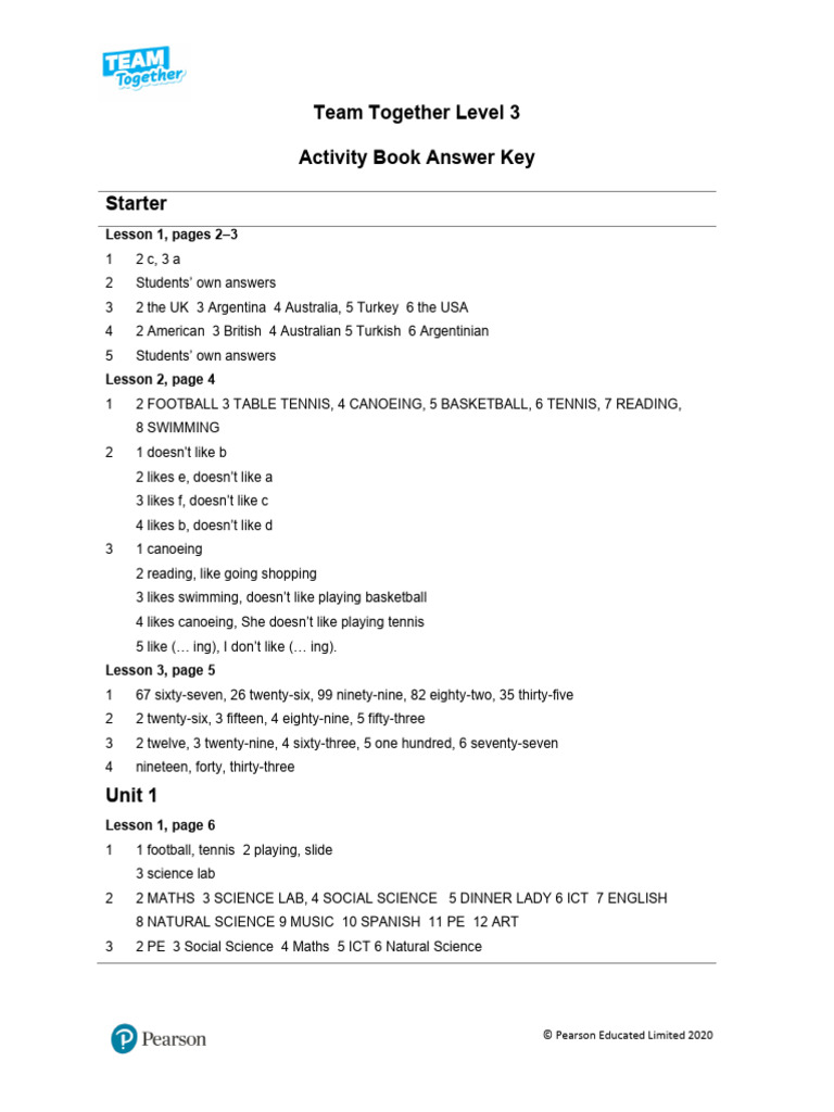 Level 3 Activity Book Answer Key | PDF