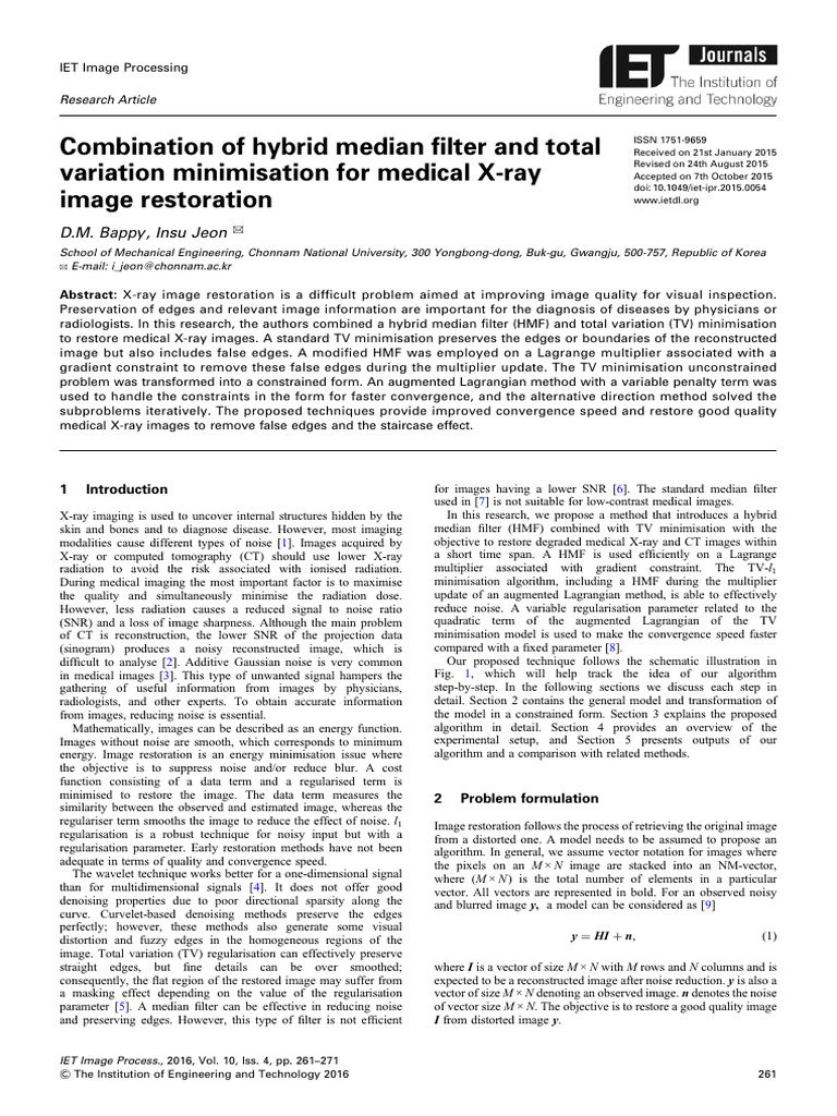 Combination of Hybrid Median Filter and Total Variation Minimisation ...