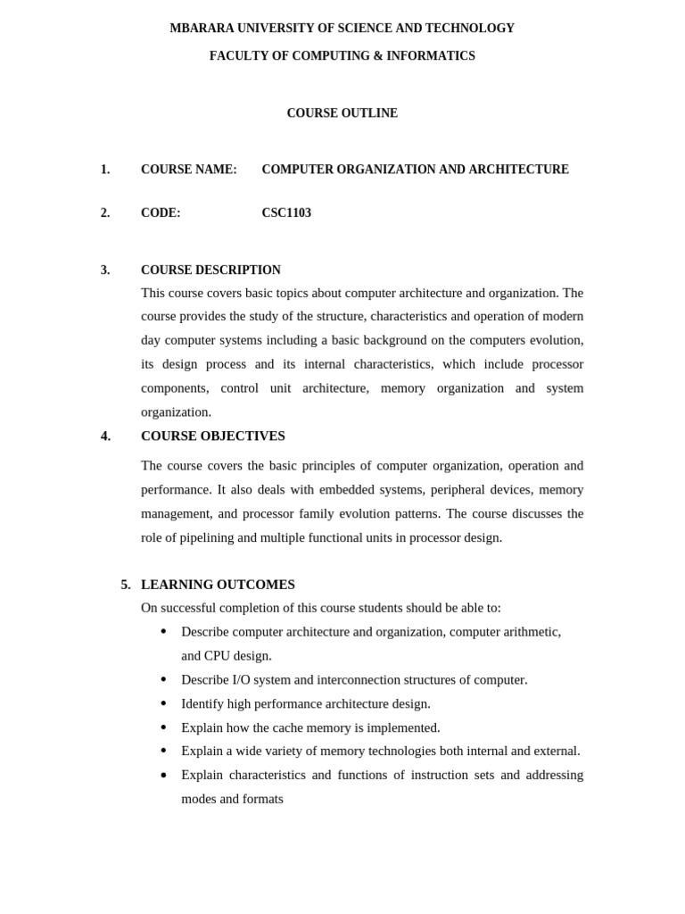 Computer Organisation and Architecture Outline | PDF | Central ...