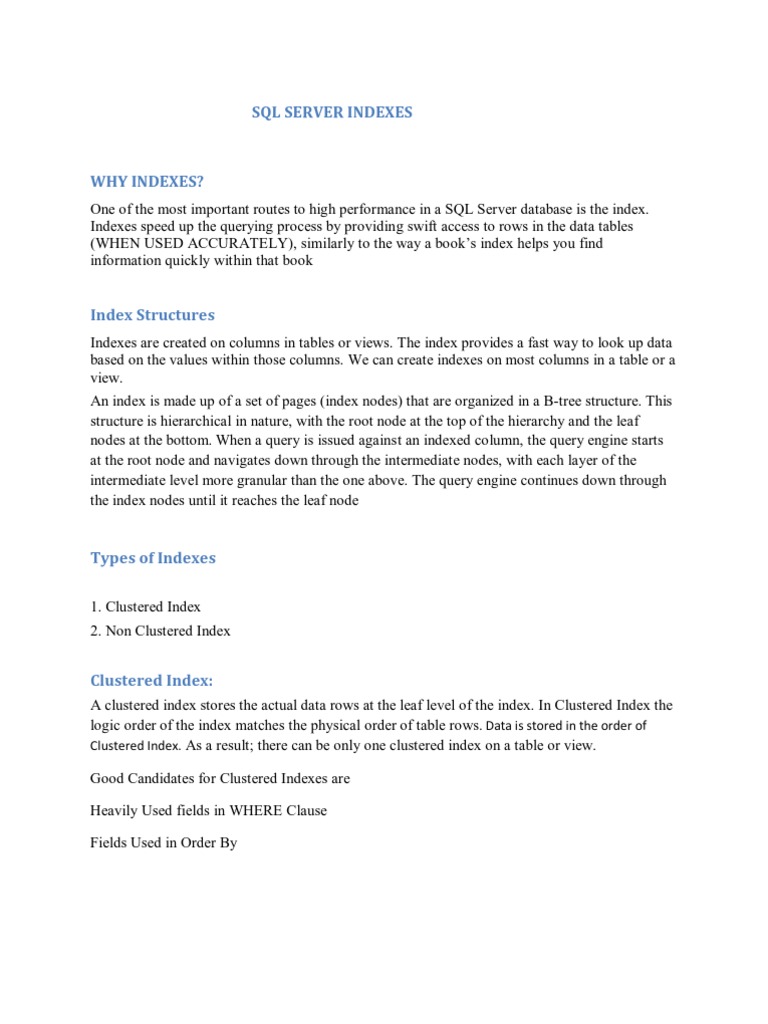SQL Server Indexes | PDF