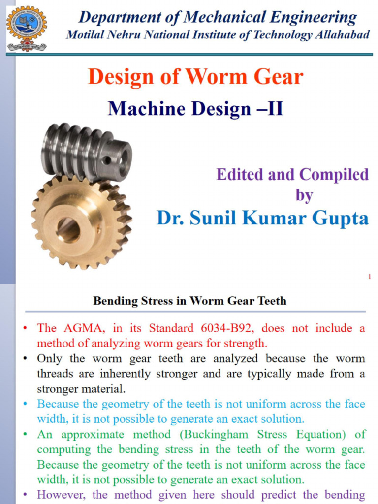 Design of Worm Gear1 | PDF