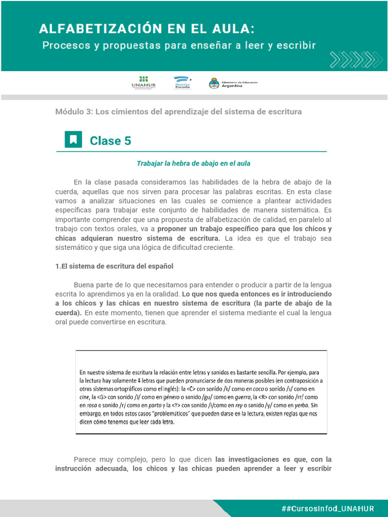 Alfabetización Clase 5 | PDF