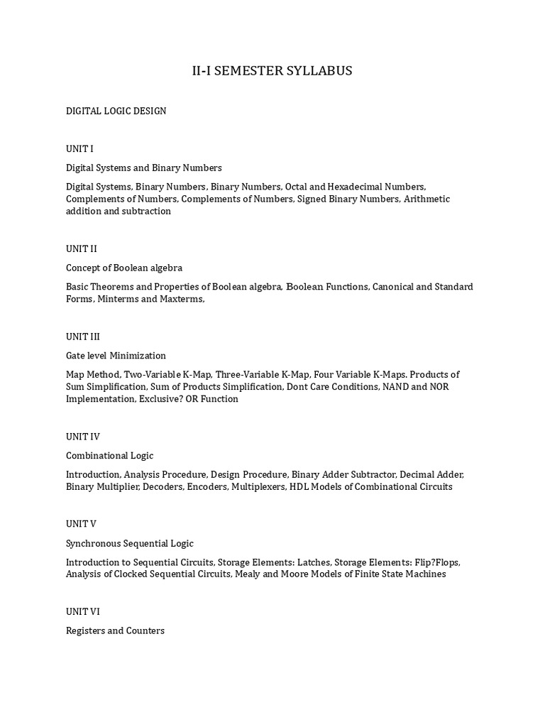 Ii - I Semester Syllabus | PDF