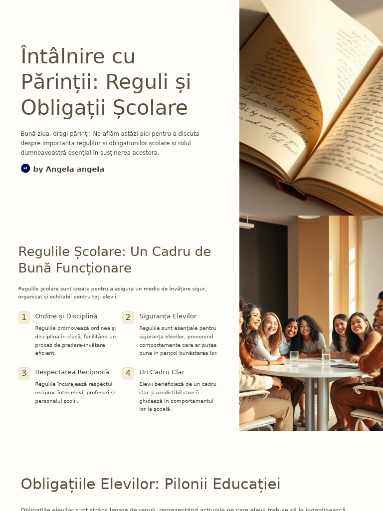 Intalnire Cu Parintii Reguli Si Obligatii Scolare | PDF
