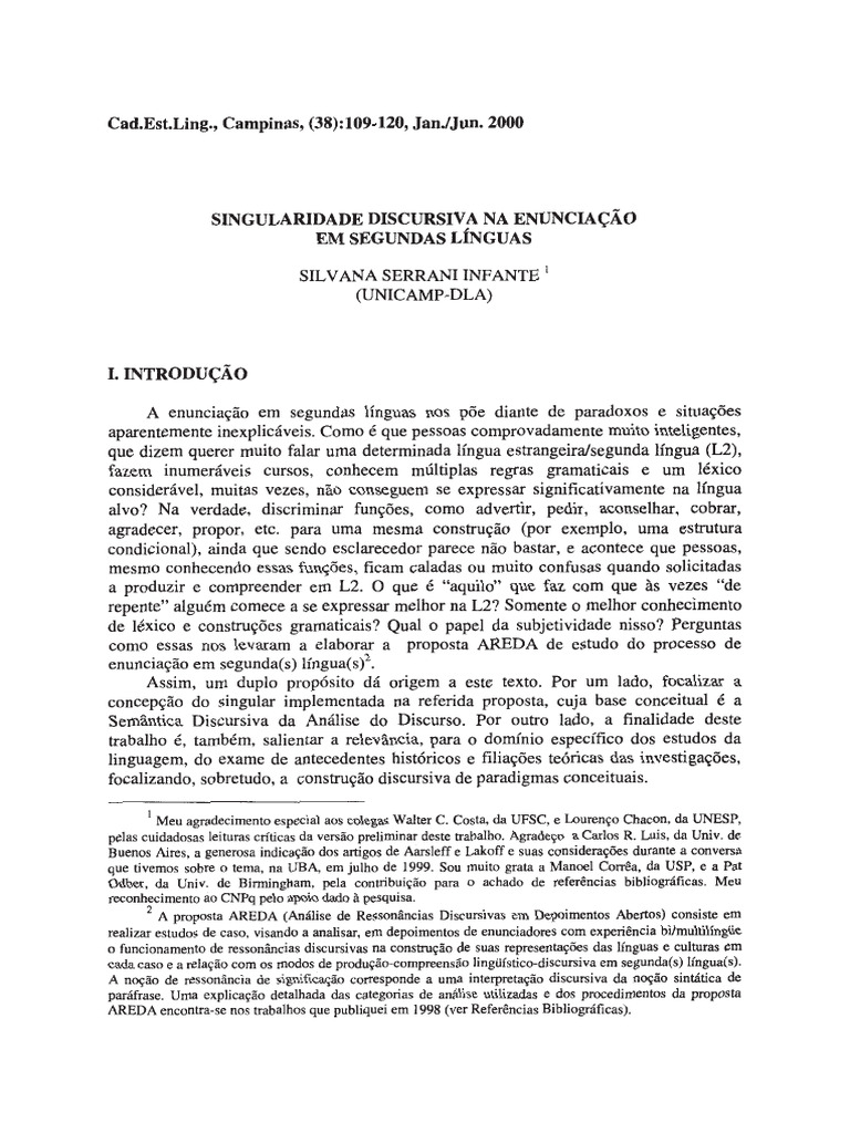 Serrani-Infante, 2000 - Singularidade | PDF