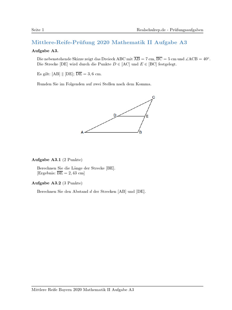2020 Mathematik II Aufgabe A3 | PDF