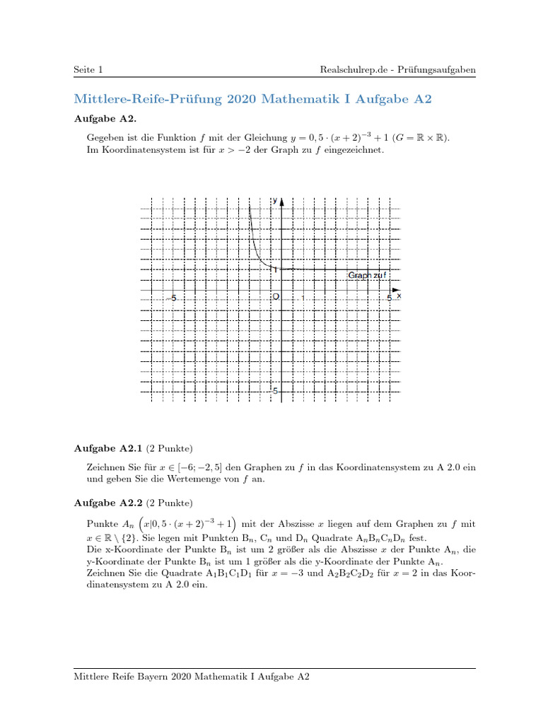 2020 Mathematik I Aufgabe A2 | PDF