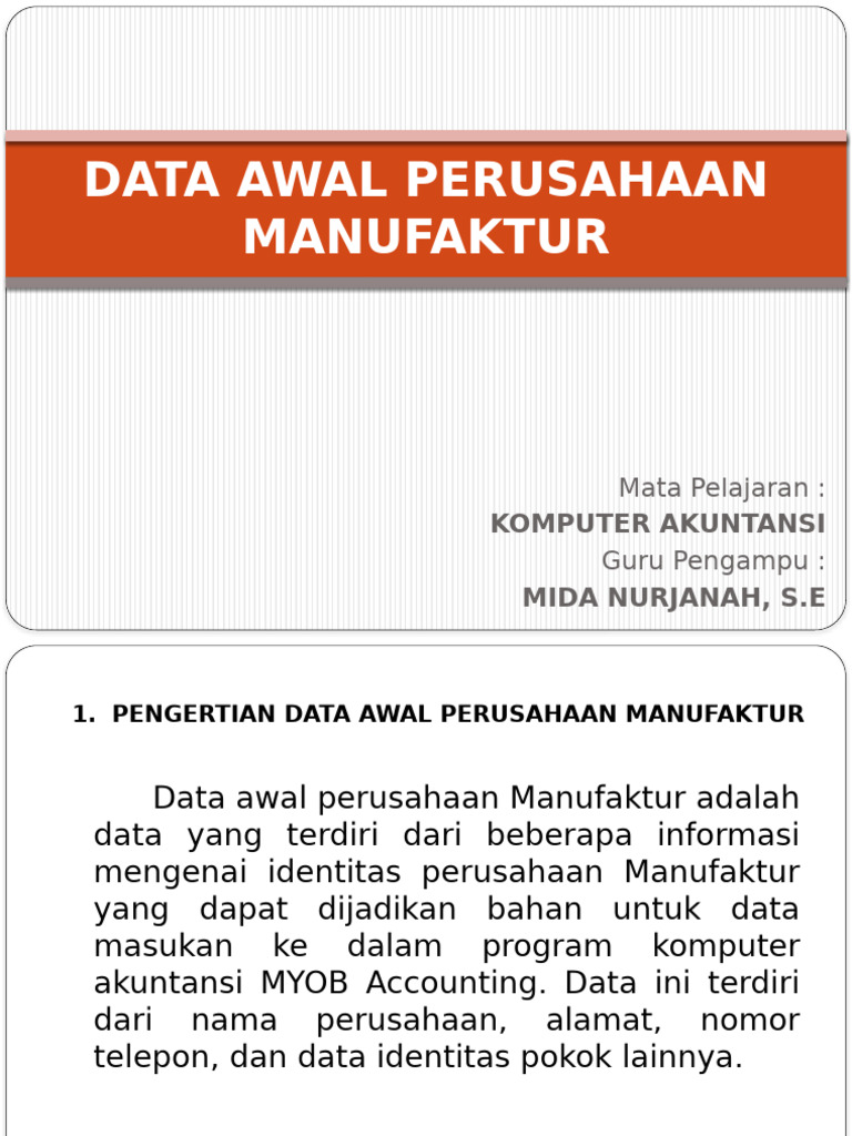 Data Awal Perusahaan Manufaktur | PDF
