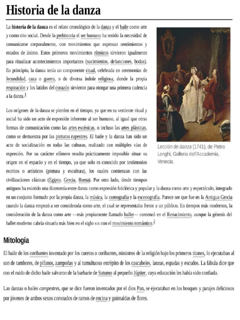 Historia de La Danza | PDF
