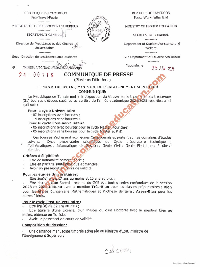 Bourse Tunisienne 2024 | PDF