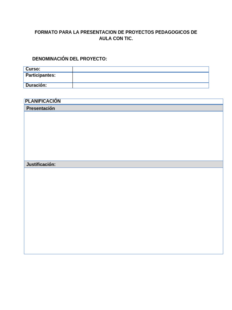 Formato para La Presentacion de Proyecto | PDF