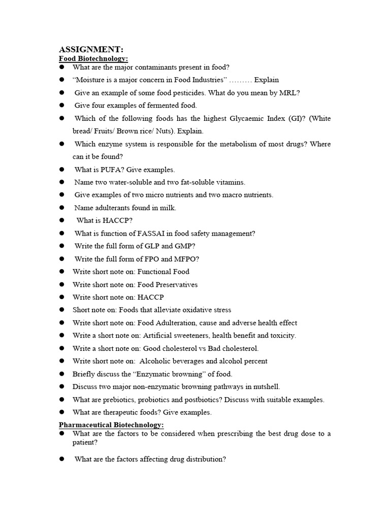 ASSIGNMENT - Food Pharma Biotechnology | PDF