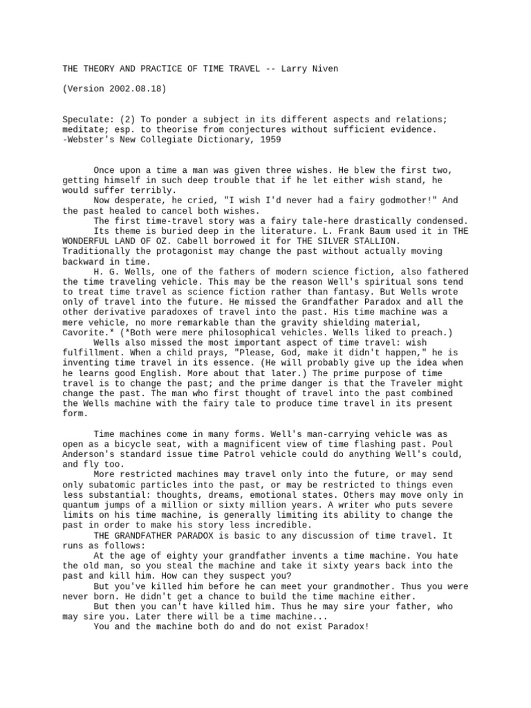 The Theory & Practice of Time Travel | PDF