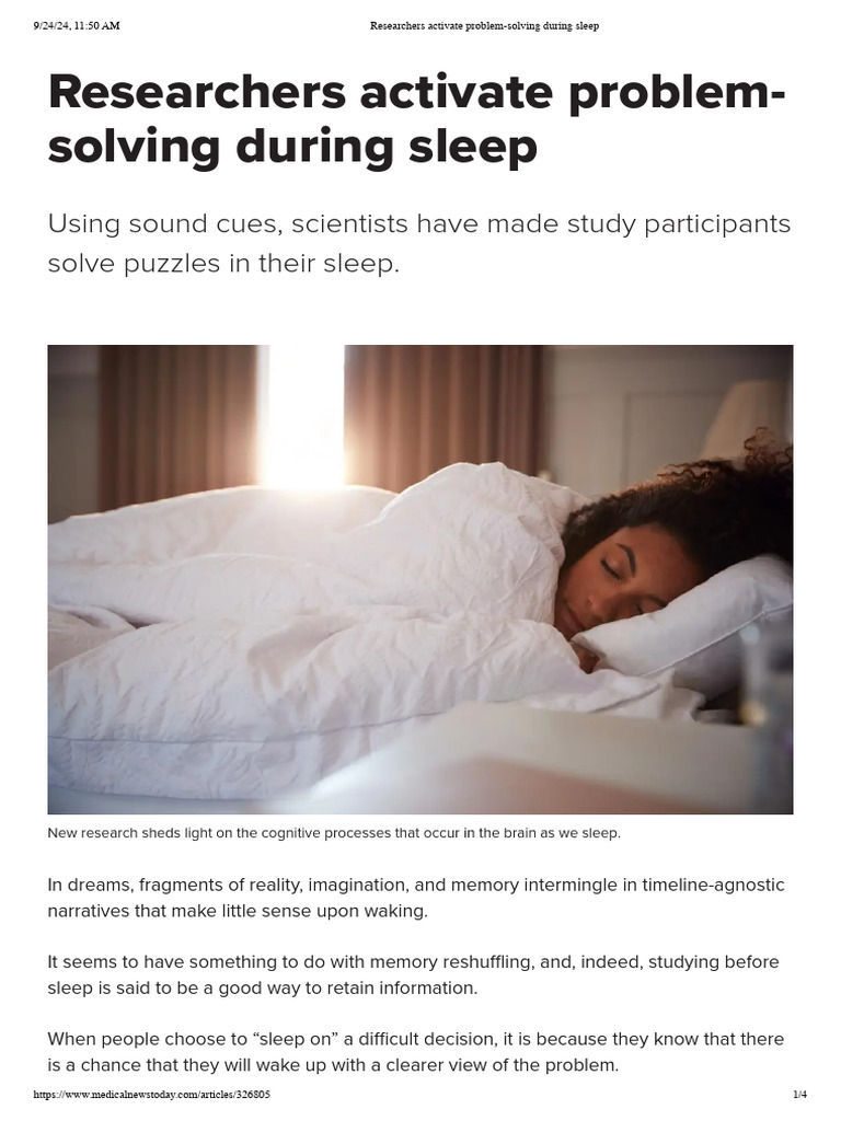 Researchers Activate Problem-Solving During Sleep | PDF | Sleep | Memory