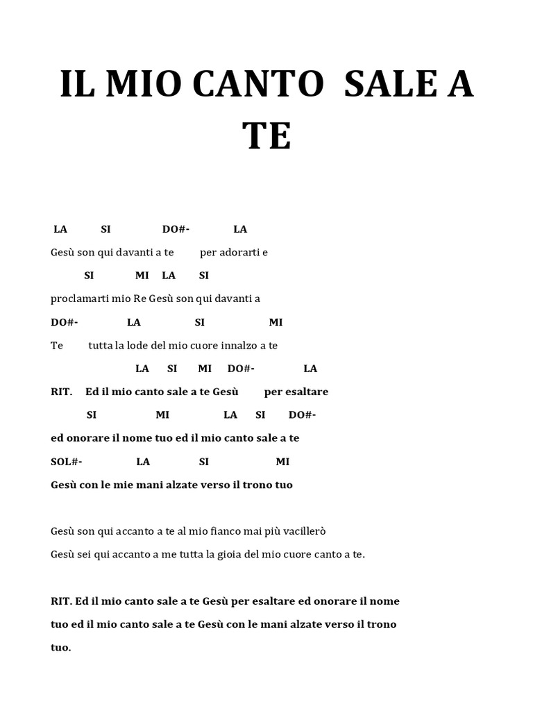 Il Mio Canto Sale A Te | PDF