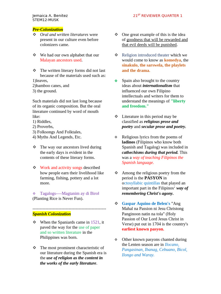 21st REVIEWER Q1 Jem | PDF