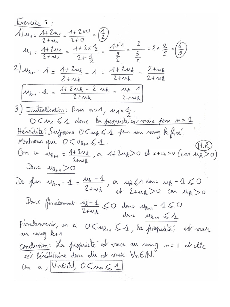 CH1 - Corrigé Exercices Démonstration Par Récurrence 5-6 | PDF