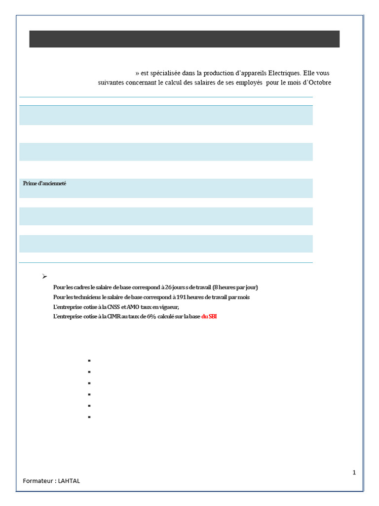EXERCICE 5 Présentation Du Bulletin de Paie | PDF