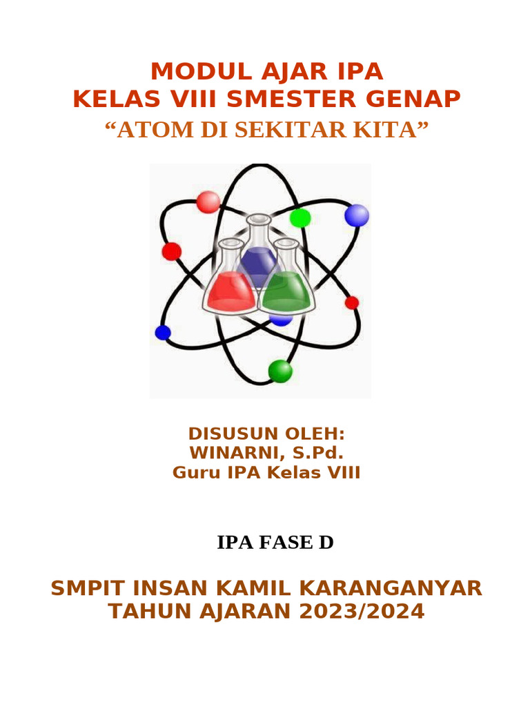 WINARNI, S.PD MODUL AJAR MATERI ATOM, UNSUR, SENYAWA | PDF