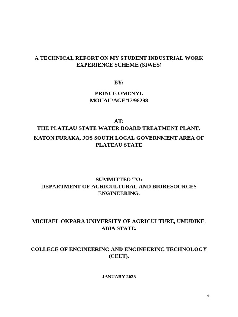 A Technical Report On My Student Industrial Work Experience Schem1 | PDF