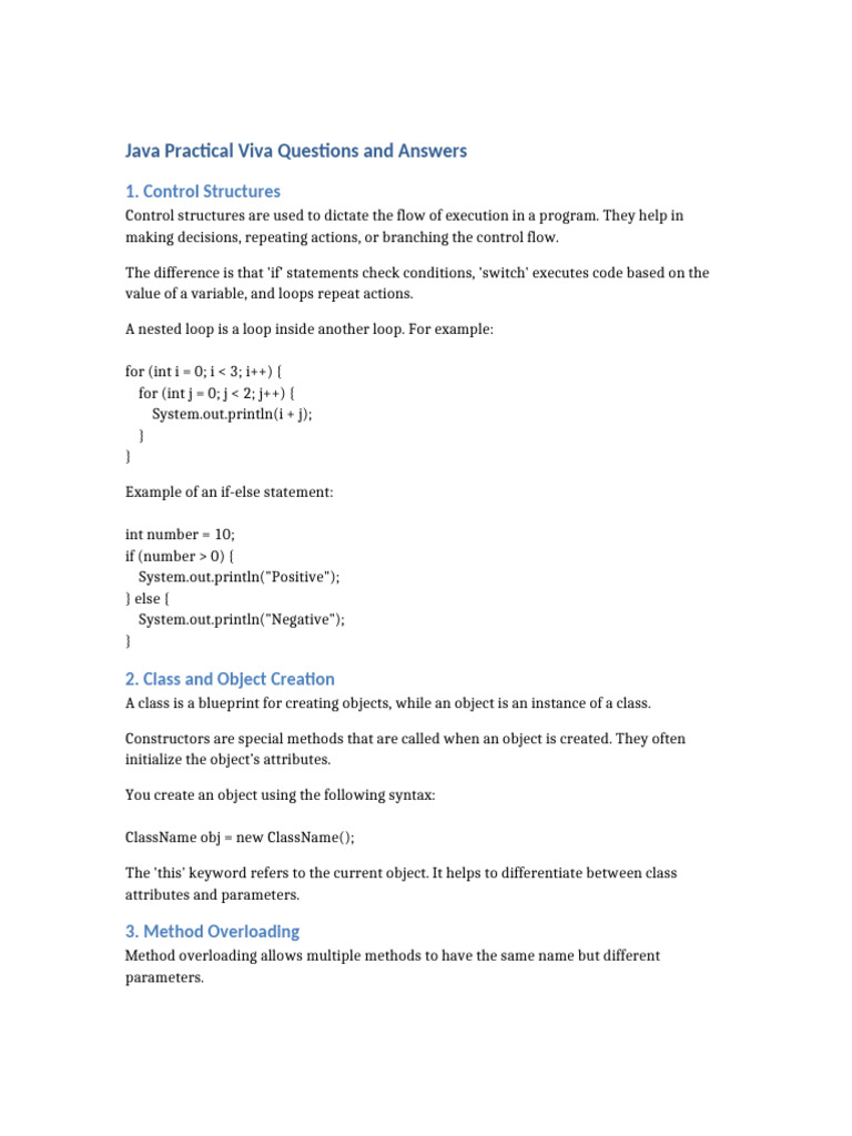 Java Practical Viva Questions Answers | PDF | Method (Computer Programming) | Class (Computer ...