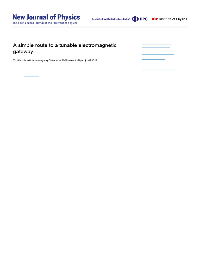 A Simple Route To A Tunable Electromagnetic Gateway | PDF | Scattering | Teaching Methods ...