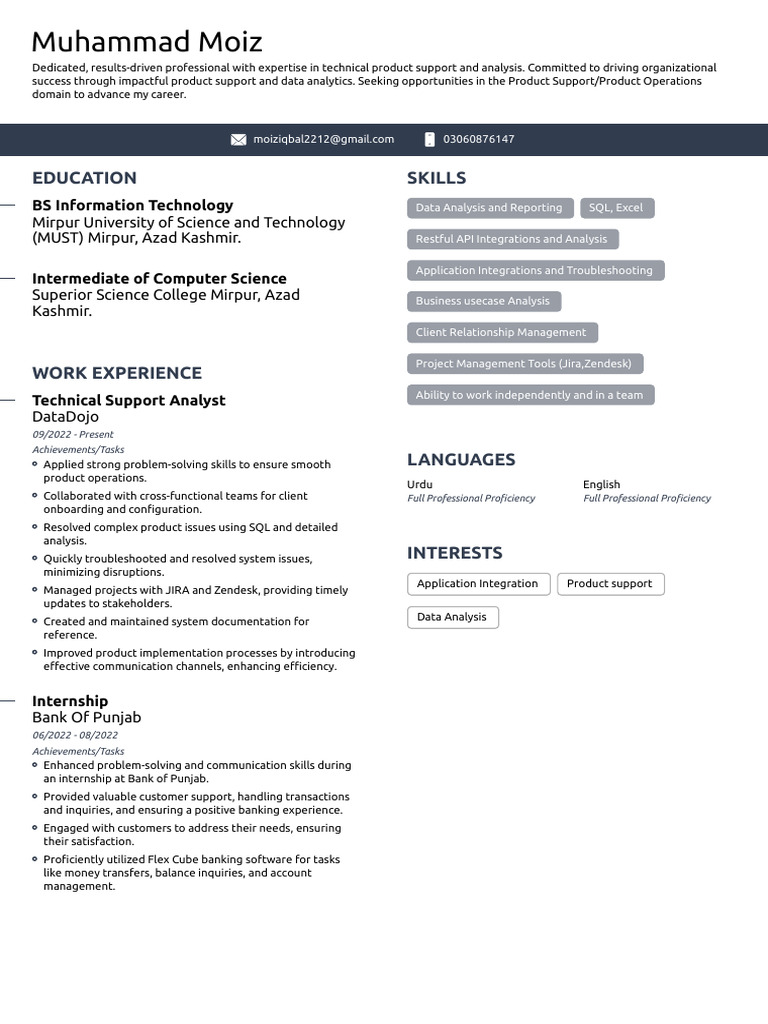 Moiz Resume | PDF | Computing | Computers