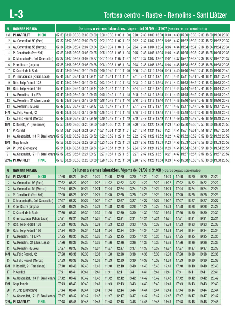 Horaris Tortosa l3 Esp 1616938560 19334 | PDF