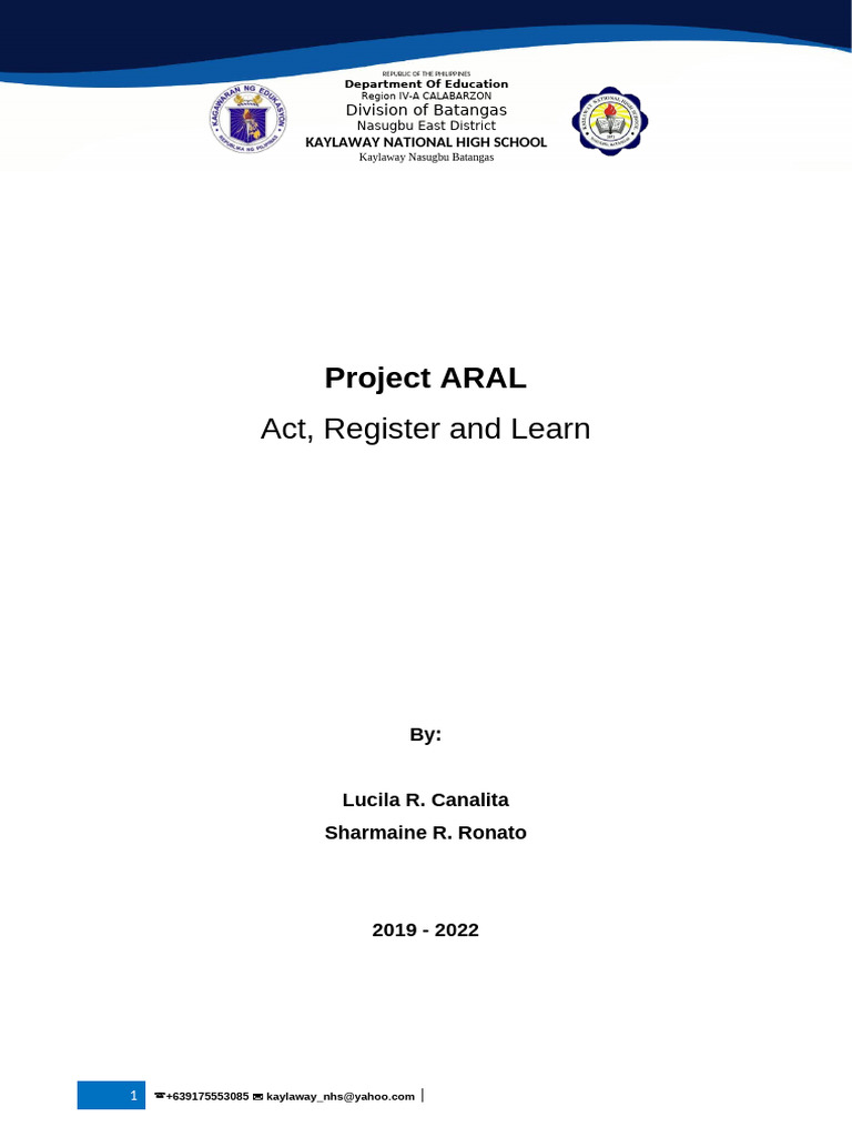 Project ARAL 2019 2022 | PDF