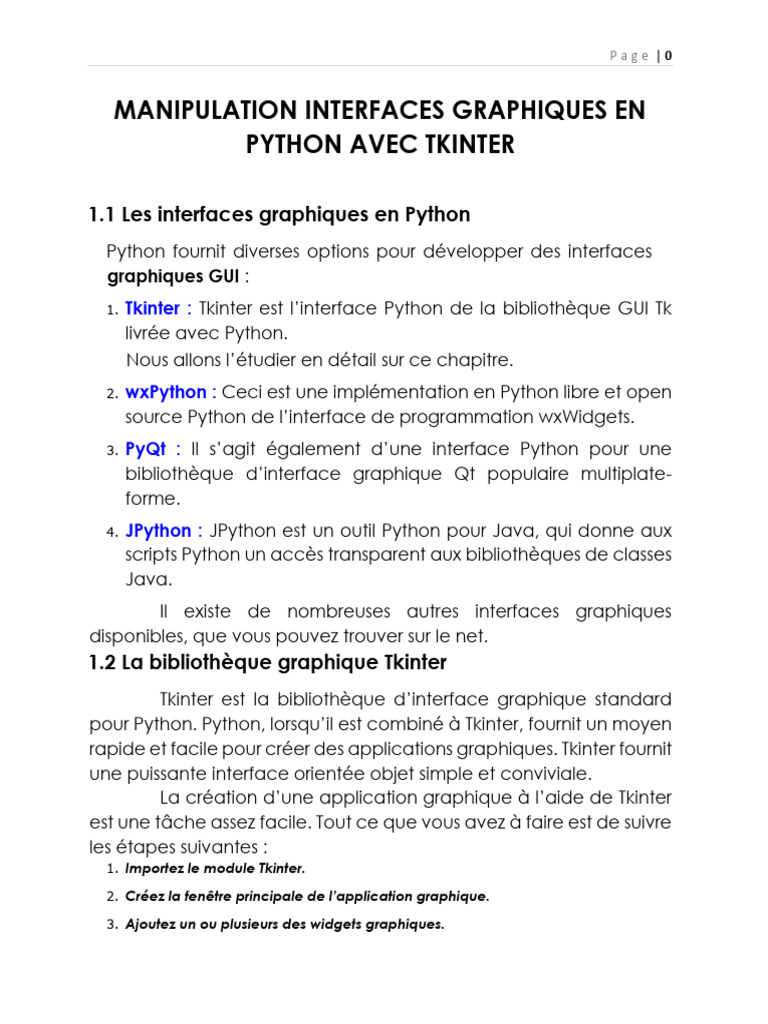 Interfaces graphiques Python avec Tkinter | PDF | Python (Langage de ...