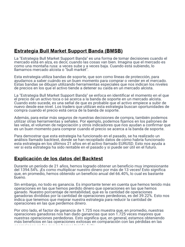 Estrategia Bull Market Support Banda (BMSB) | PDF